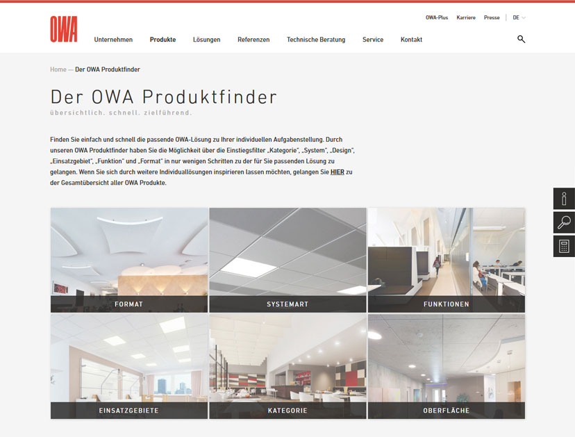 OWA 4.0 – Neuer Internetauftritt mit intuitivem Produktfinder — OWA